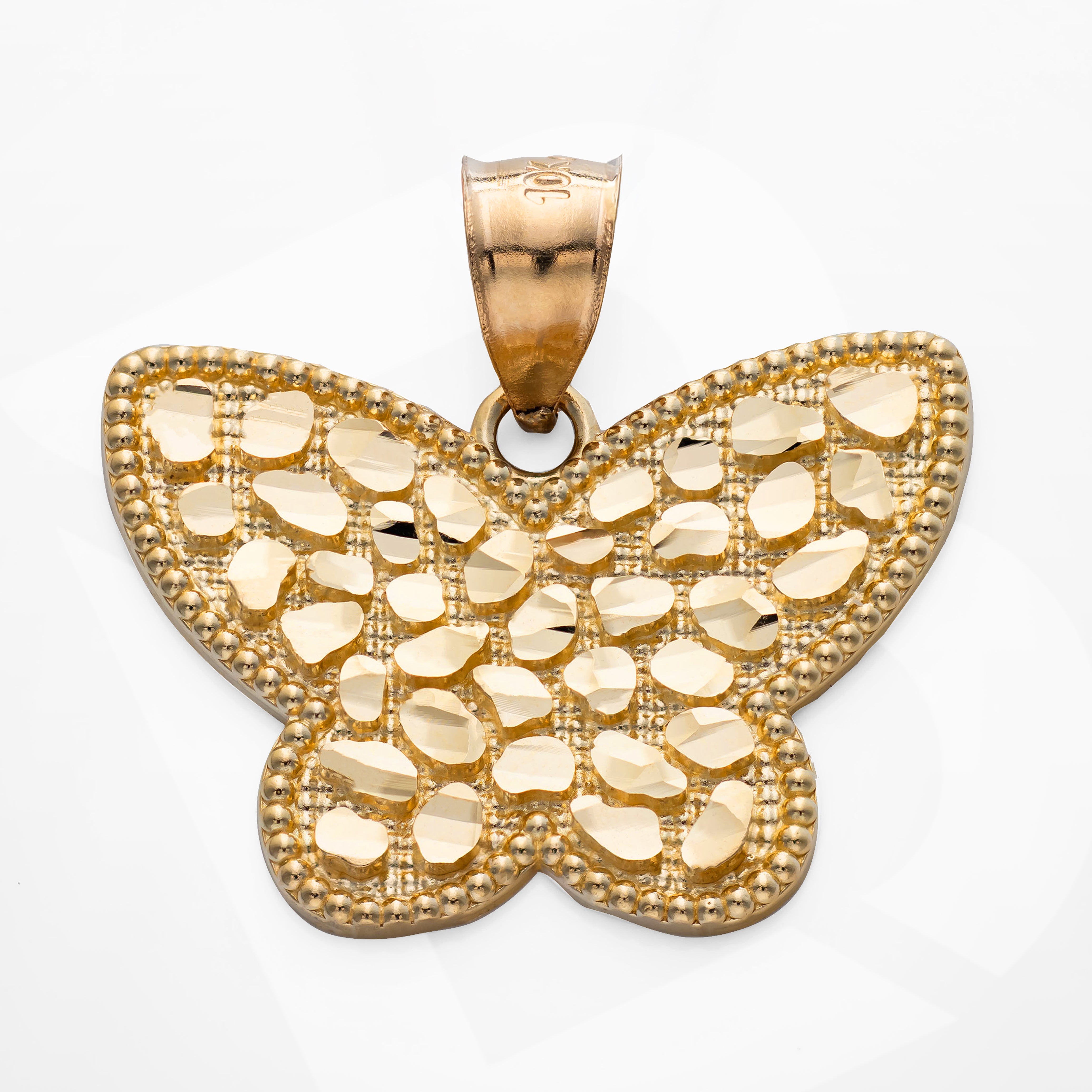 10k solid gold butterfly nugget charm pendant Large 3 grams – LoveBling