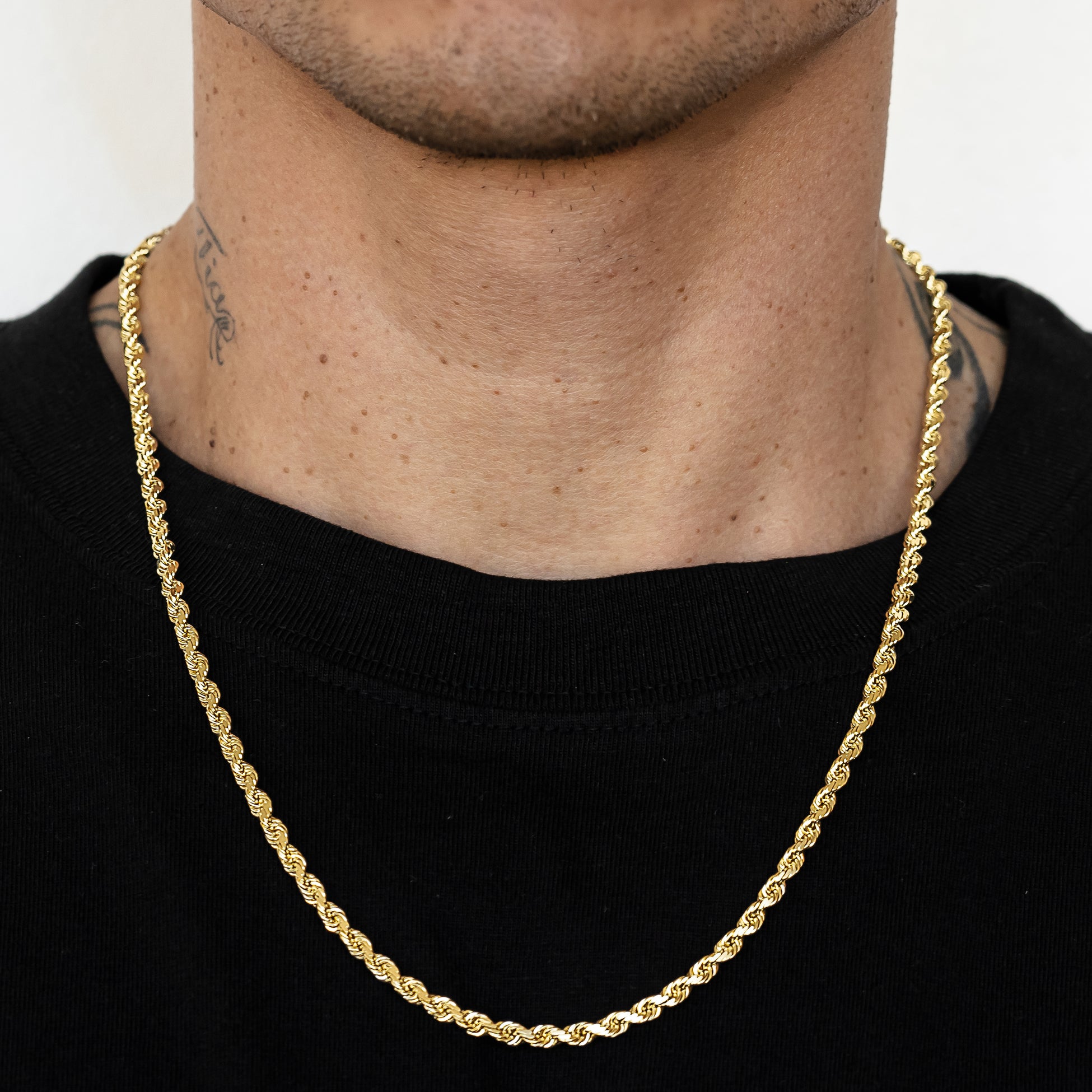 14k Yellow Gold Solid Diamond Cut Rope Chain | LoveBling